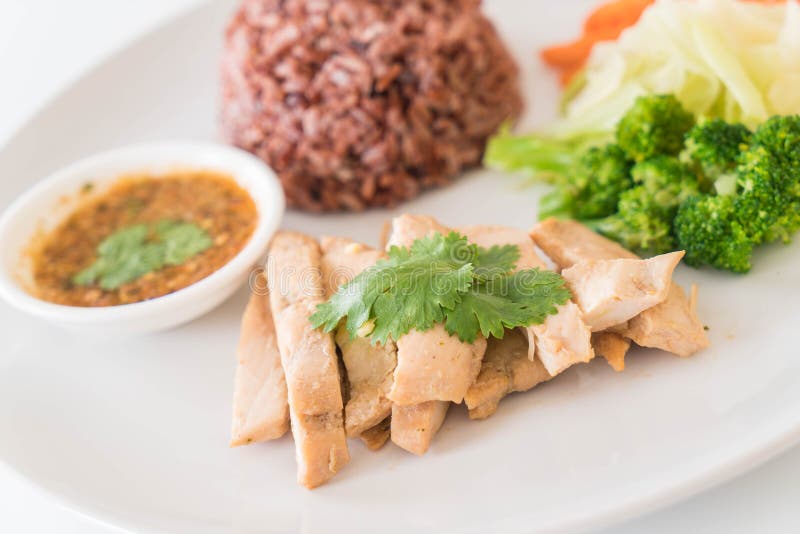 Roast Chicken and Vegetable with Berry Rice Stock Photo - Image of rice ...