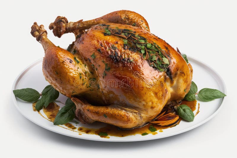 Roast Chicken on a White Background. Generative AI Stock Illustration ...