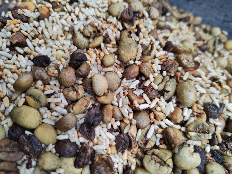 Roast Coffee Beans with Rice Mixture Stock Photo - Image of roast ...