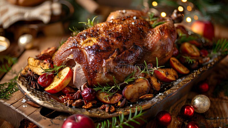 Roast Duck with Apple and Chestnut Stuffing Stock Illustration ...