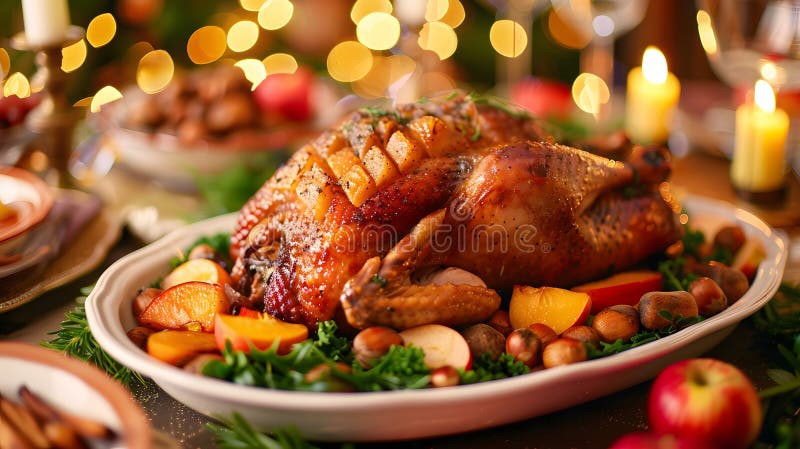 Roast Duck with Apple and Chestnut Stuffing Stock Illustration ...