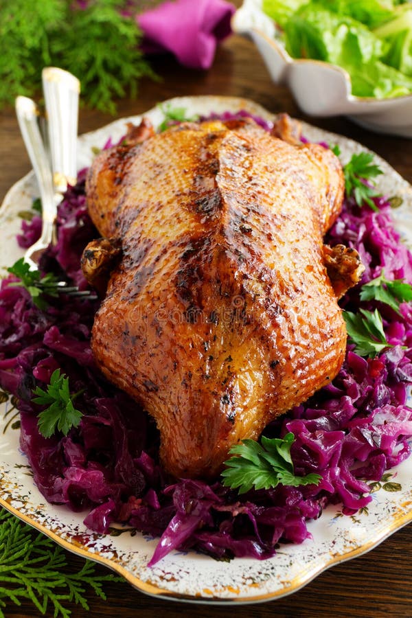 Roast duck with apples stock image. Image of spiced, grilled - 46252849
