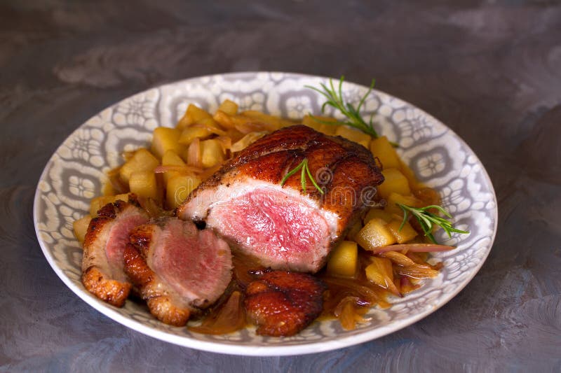 Roast duck breast fillets stock image. Image of food - 338078521