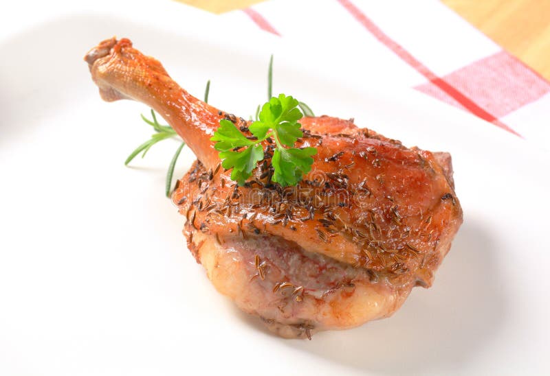 Roast duck leg stock image. Image of rosemary, drumstick - 33850061