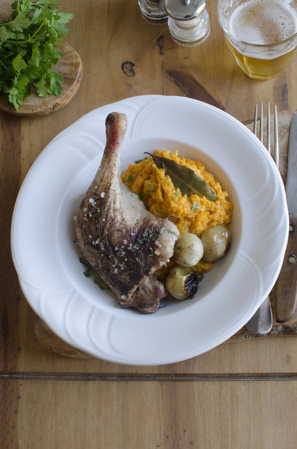 Roast duck with mash stock image. Image of fresh, onions - 66048419