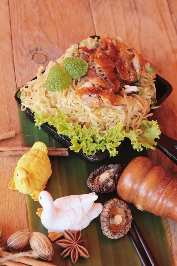 Roast Duck Noodle is Delicious. Stock Photo - Image of wood, mein: 94583436