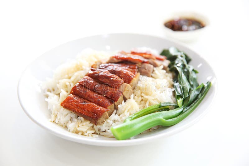 Roast duck over rice stock photo. Image of food, lunch - 136994620