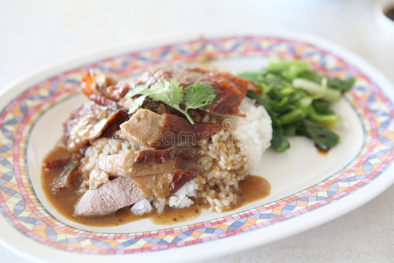 Roast duck over rice stock image. Image of delicious - 136994595
