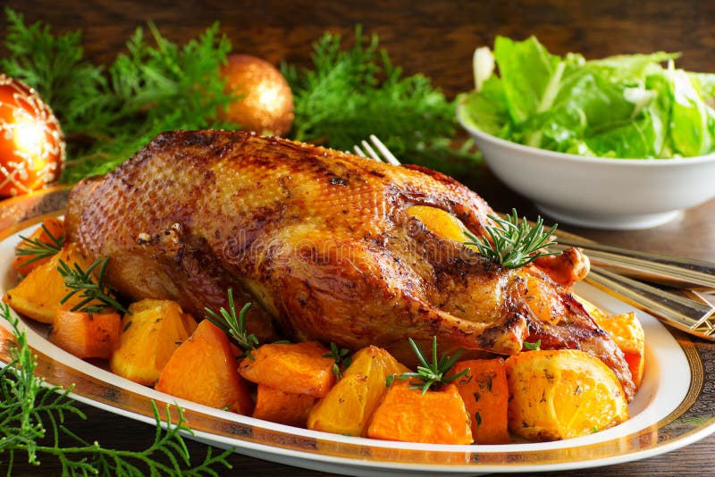 Roast duck with pumpkin stock image. Image of roast, poultry - 46269557