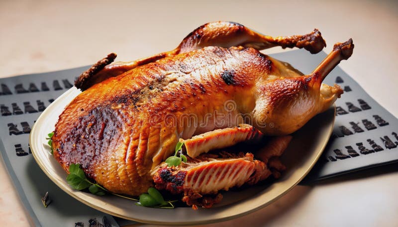 Roast duck until red stock illustration. Illustration of table - 294399443