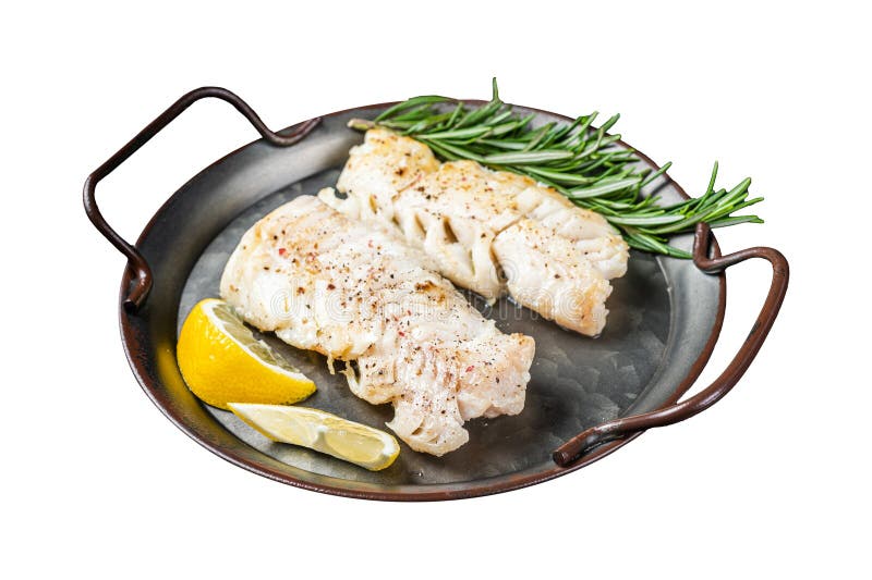 Roast Fillets of Codfish, Cooked Cod Fish Meat. Isolated on White ...