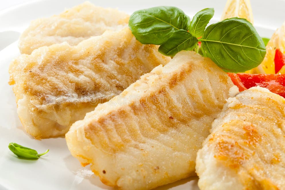 Roast fish fillet stock photo. Image of dish, lemon, horizontal - 53921356