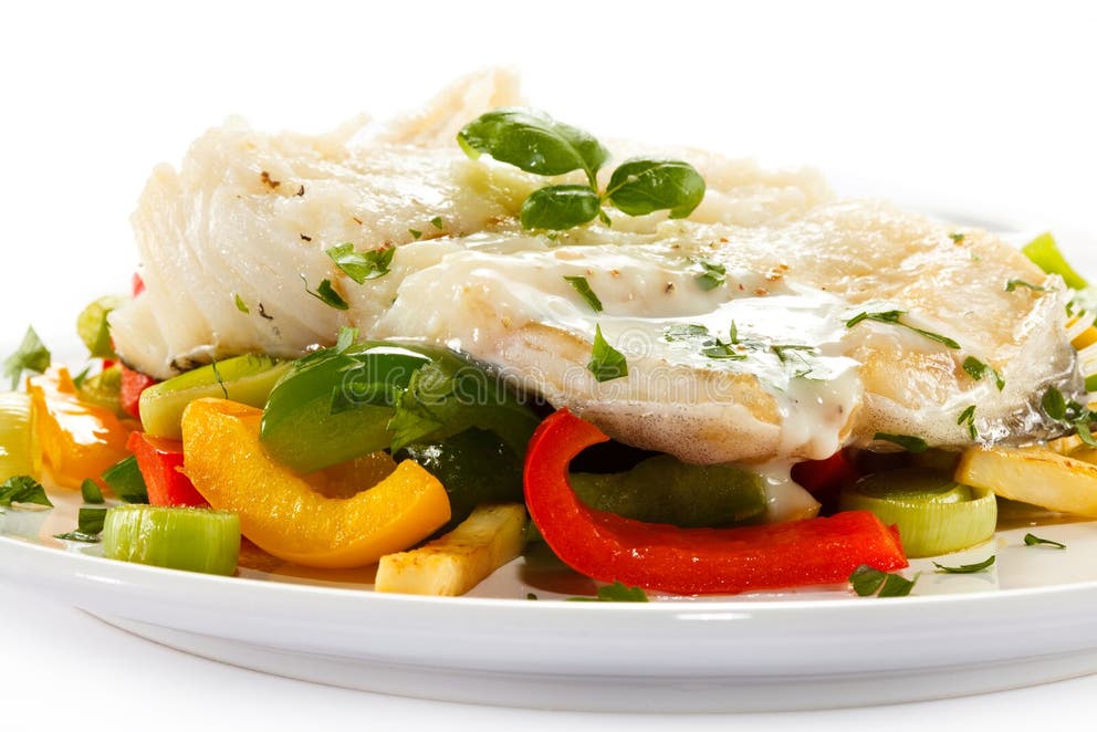 Roast fish fillet stock photo. Image of garnish, lunch - 54938310