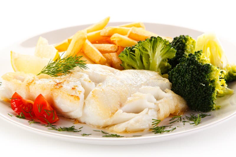 Roast fish fillet stock image. Image of fries, colors - 81761813