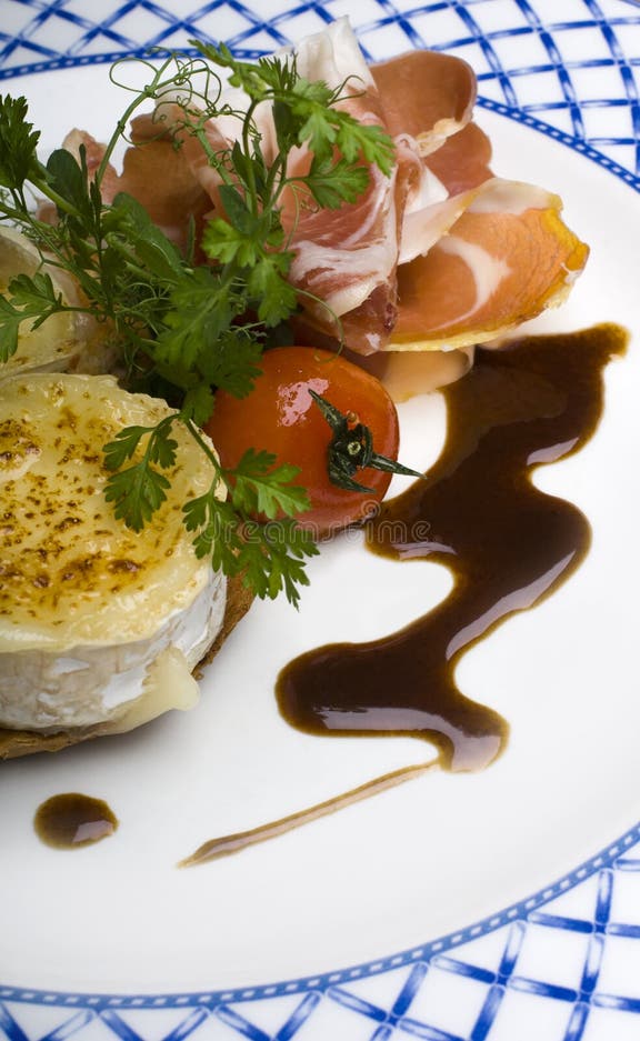 Roast Goats Cheese and Parma Ham Stock Image - Image of dressing ...