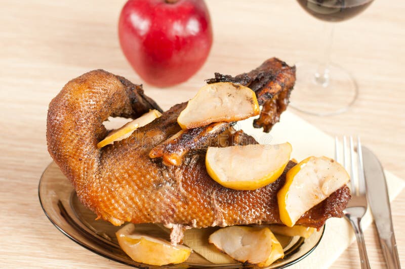 Roast goose with apple stock photo. Image of stuffed - 23477376