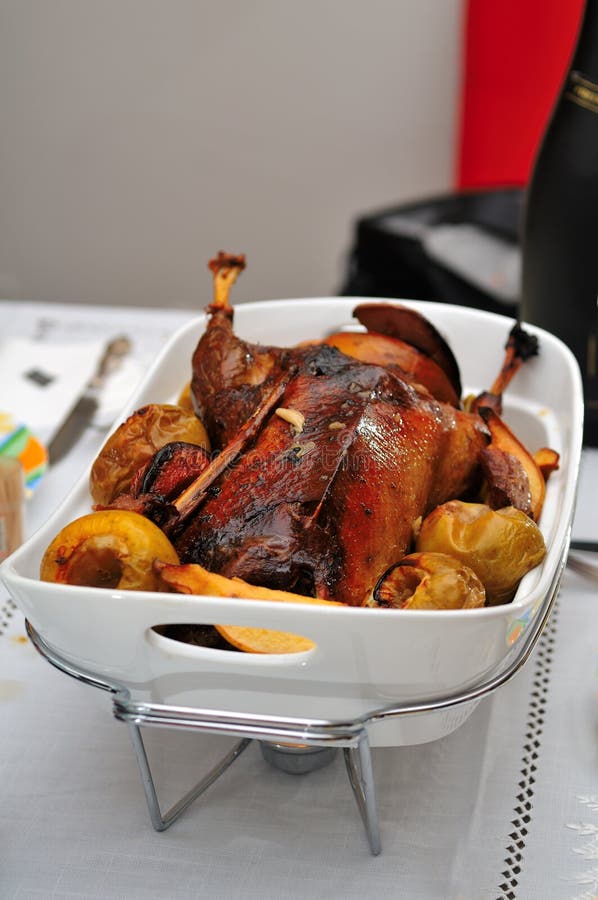 Roast Goose Stuffed with Apples and Quince Stock Image - Image of ...
