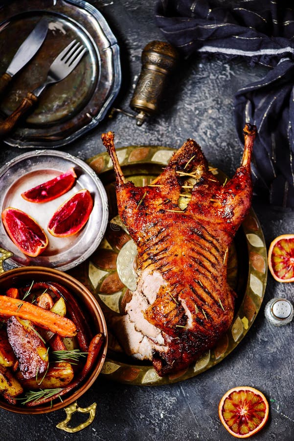 Roast Honey Mustard Glazed Duck.top View Stock Photo - Image of glazed ...