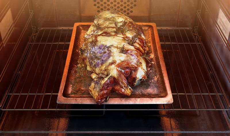 Roast Lamb Inside the oven stock illustration. Illustration of bake ...