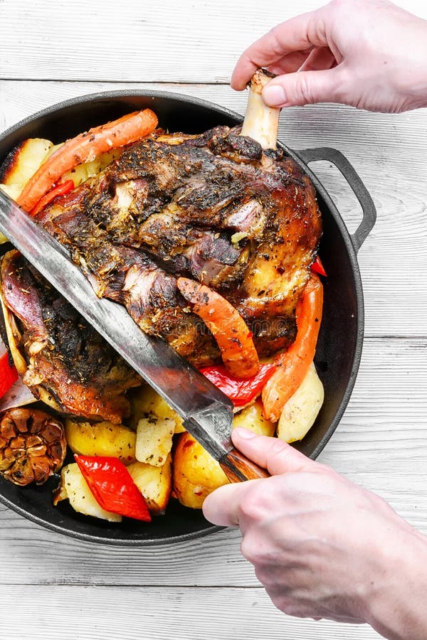Roast mutton in the pan stock image. Image of roast, beef - 87883059