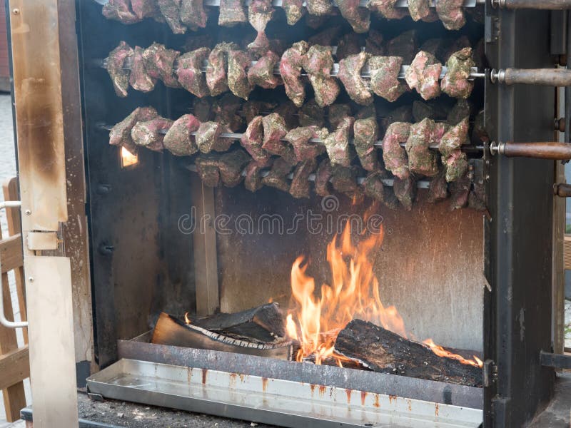 Roast Over the Fire at the Autumn Market Stock Photo - Image of lunch ...