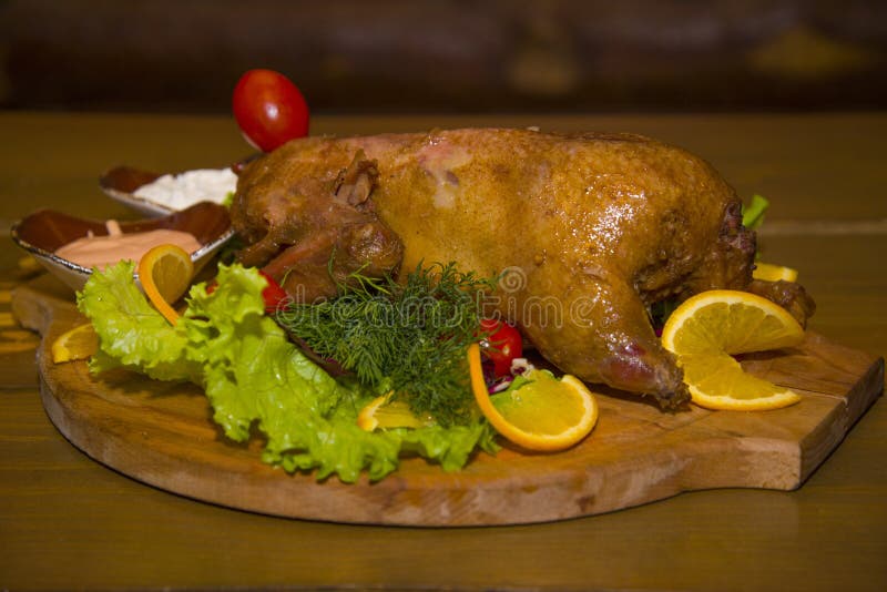 Roast Partridge with Fresh Vegetables. Stock Image - Image of lunch ...