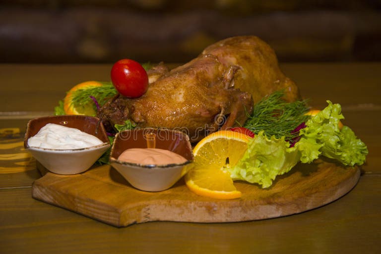 Roast Partridge with Fresh Vegetables. Stock Image - Image of food ...