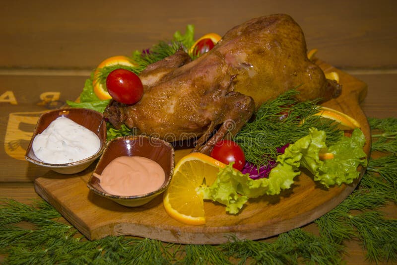 Roast Partridge with Fresh Vegetables. Stock Image - Image of huge ...