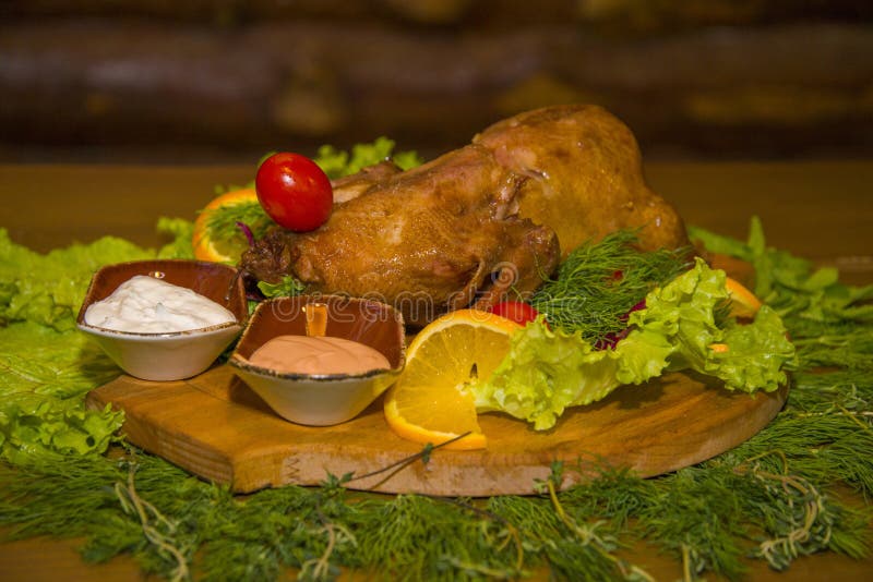 Roast Partridge with Fresh Vegetables. Stock Image - Image of dinner ...