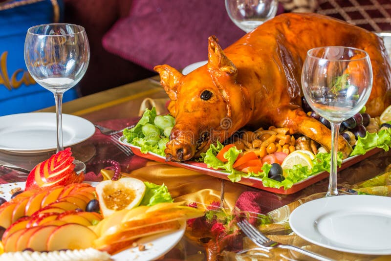 Roast pig stock image. Image of meat, cooking, cuisine - 62625903