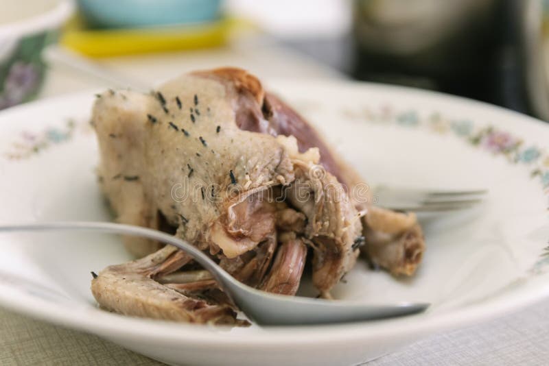 Roast Pigeon on a Plate Ready for Dinning Stock Image - Image of ...