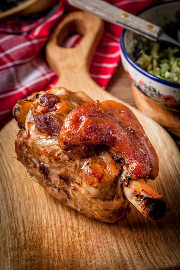 Roast pork knuckle stock photo. Image of knee, cooking - 265951262