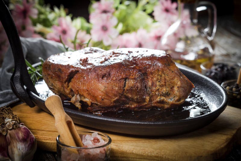 Roast pork neck stock image. Image of cast, food, tenderloin - 176487515