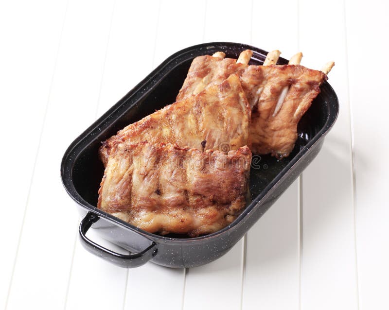 Roast pork ribs stock image. Image of spare, lunch, roasted - 19096339