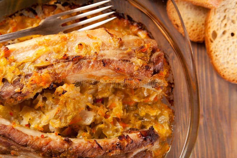 Roast Pork Ribs with Cabbage Stock Photo - Image of cook, cuisine: 19365168