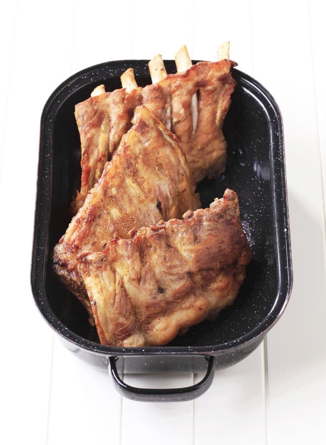 Roast pork ribs stock image. Image of spare, lunch, spareribs - 32776173