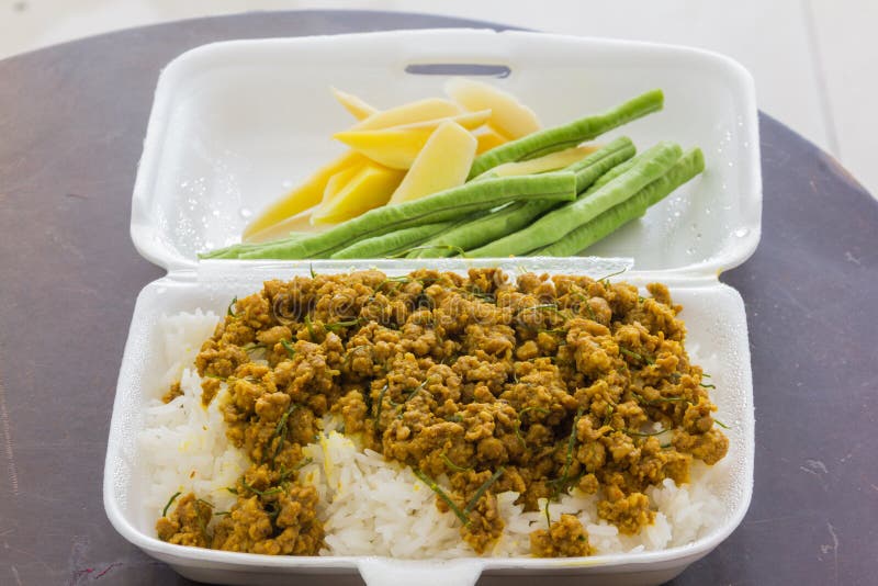 Roast Pork on Rice Foam Box Stock Image - Image of thai, dish: 73766233