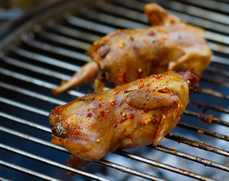 Roast quails grilled stock image. Image of grill, sausage - 219560667