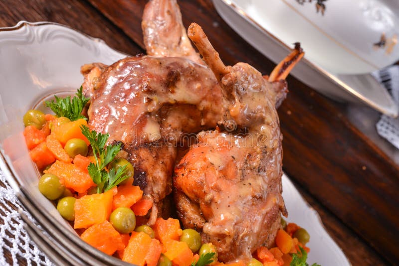 Roast rabbit stock photo. Image of dish, indoor, baked - 33915528