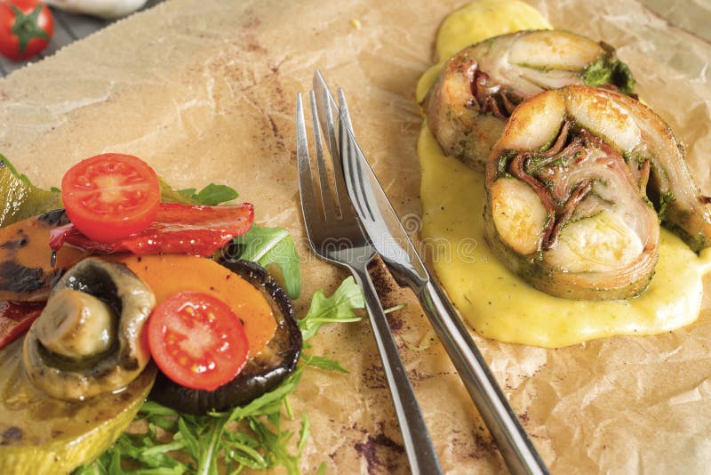 Roast Rabbit Meat Served stock photo. Image of juicy - 94956922