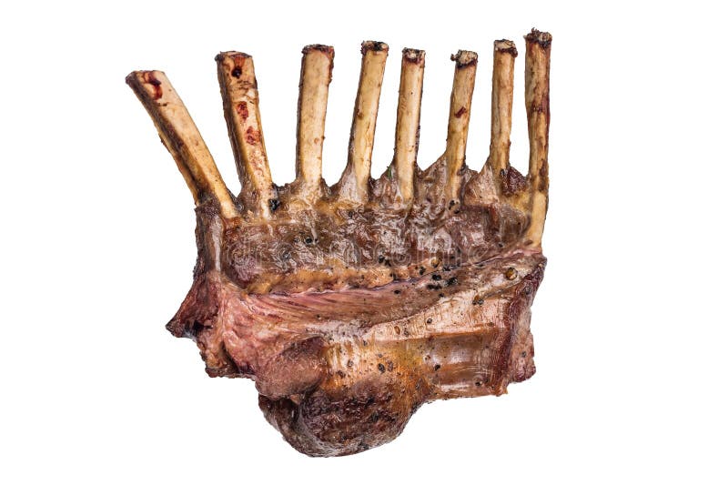 Roast Rack of Lamb Chops, Mutton Organic Meat Isolated on White ...