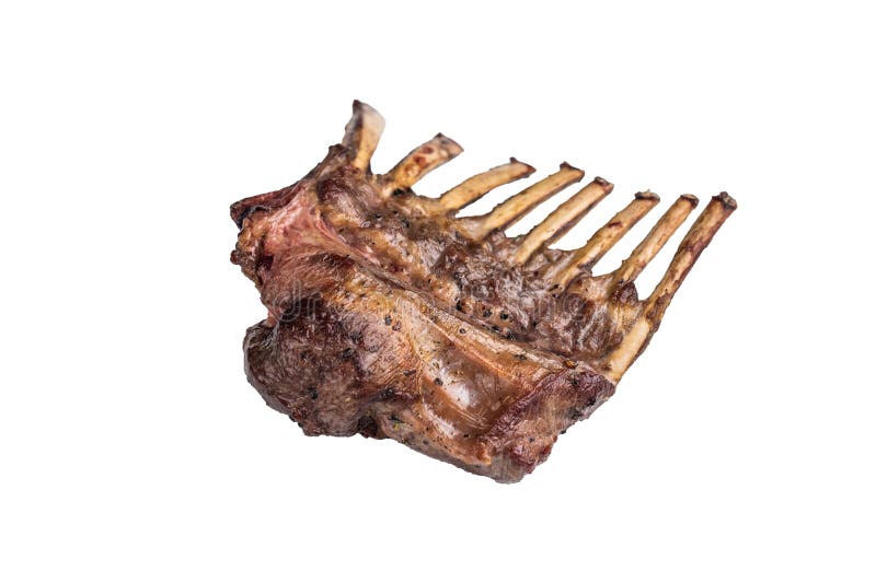 Roast Rack of Lamb Chops, Mutton Organic Meat Isolated on White ...