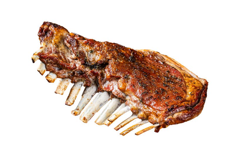 Roasted Rack of Lamb Ribs, Mutton Spareribs, Sliced Meat on Plate ...