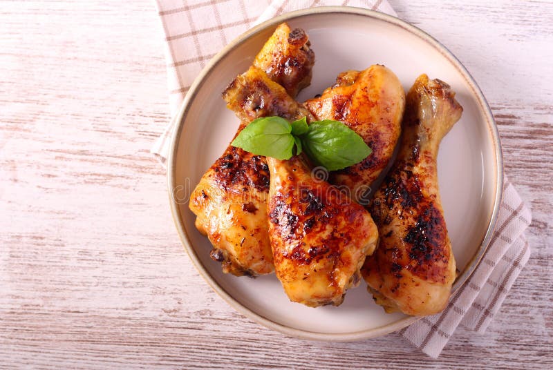 Roast Spicy Chicken Drumsticks Stock Photo - Image of copyspace ...