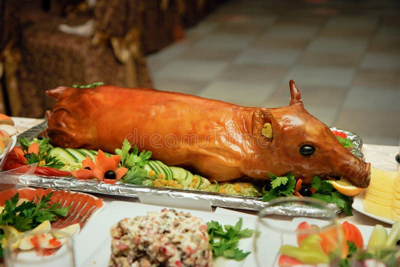 Roast suckling pig stock image. Image of lunch, table - 25375521