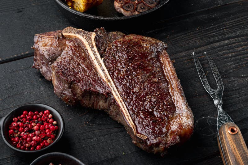 Roast T-bone or Porterhouse Beef Meat Steak Stock Photo - Image of ...