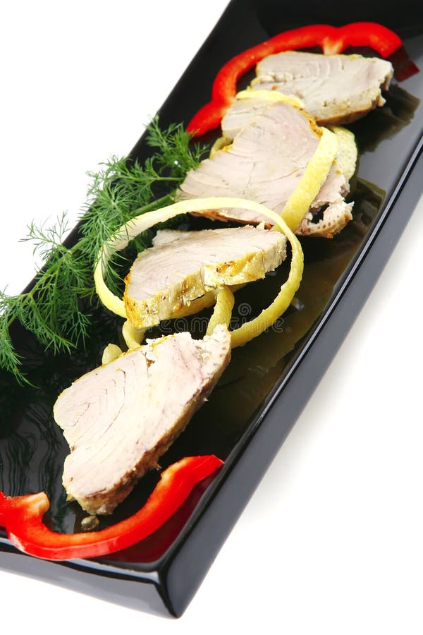 Roast Tuna Slices with Vegetables Stock Image - Image of baked, roast ...