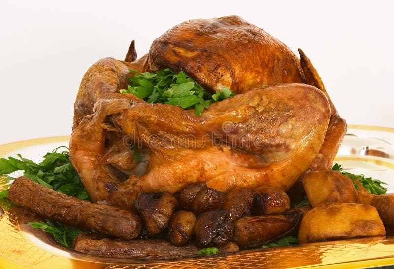 Roast turkey 3 stock image. Image of parsley, gold, potatoes - 188607