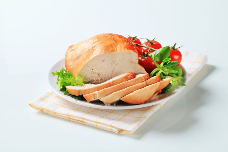 Roast Turkey Breast on a Plate Stock Photo - Image of chicken, roast ...