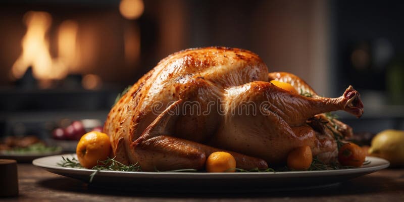 A Roast Turkey that Caught Fire in a Kitchen. Stock Photo - Image of ...